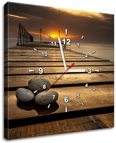 Gario Obraz s hodinami Nádherné ráno při molu Rozměry: 100 x 40 cm