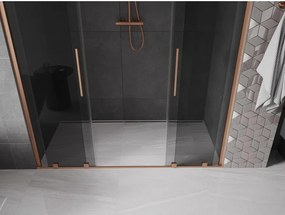 Mexen Velar Duo, posuvné sprchové dveře do otvoru 200 cm, 8mm šedé sklo, měděná matná, 871-200-000-42-65