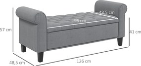 HOMCOM Čalouněná lavice, lavice k posteli, lavice se sametovým vzhledem, předsíňová lavice s úložným prostorem do ložnice, max. nosnost 120 kg, šedá,…