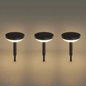 Sada 3 bodových reflektorů černá vč. LED solární IP44 - Solar