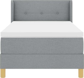 Postel s boxspringem s čelo Světle šedá 200 x 90 cm textil 3341272