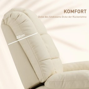 HOMCOM masážní křeslo TV křeslo elektrické polohovací s masážní funkcí imitace kůže dřevo ocelová pěna krémová bílá 94x99x99 cm pro relaxaci |