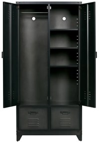 Hoorns Černá kovová šatní skříň Gym 190 cm