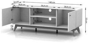 TV stolek v dekoru dubu v bílo-přírodní barvě 140x53 cm Caitlin – Støraa