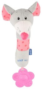 BABY MIX Dětská pískací plyšová hračka s kousátkem Baby Mix myška šedá