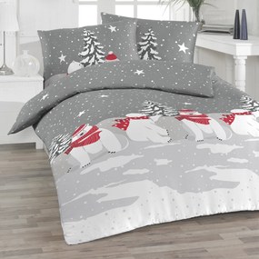 Florella Flanelové povlečení Dines Grau Rozměr: 70x90 + 140x200 cm