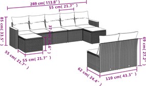 9dílná zahradní sedací souprava s poduškami černá polyratan 3258773