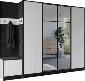 Šatní skříň EDEN 15 bílý + černý Vzor 1