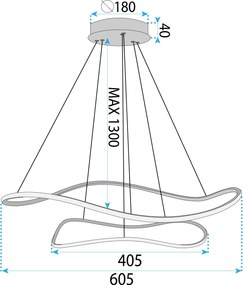 Toolight Toolight, závěsná lampa 80cm, 61W, 3000K, LHJ017-CP2, zlatá, OSW-50007