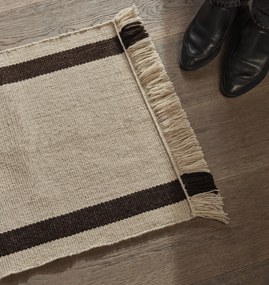 ferm LIVING Vlněná rohožka Kelim Coffee 50 x 70 cm, béžová barva, textil