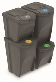 Prosperplast Sada 4 odpadkových košů DEILA 2x25L a 2x35L šedá