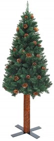 vidaXL Úzký vánoční stromek s LED a sadou koulí zelený 180 cm PVC