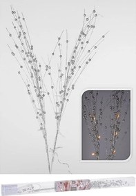 Stříbrná větvička s 10 LED světly 76 cm
