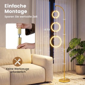 Costway 3 stojací lampa Flammig LED na čtení s 3 závěsnými kroužky a nožním