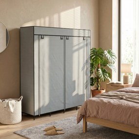 HOMCOM Látková šatní skříň Šatní skříň s tyčí na šaty 10 přihrádek 4 zásuvky Šatní skříň vzhled fleece tmavě šedá do ložnice a předsíně | Aosom.de