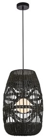 Závěsné svítidlo Arona, 1x černé ratanové stínítko, (fi 25cm), b