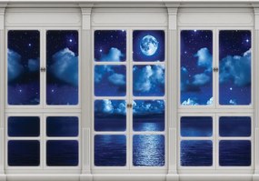 Fototapeta - Obloha v nočním okně (152,5x104 cm)
