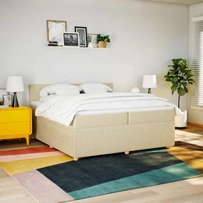 Box spring postel s matrací krémová 200x200 cm textil 3287568