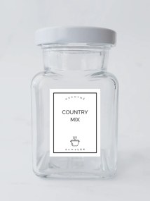 Samolepka na kořenky COUNTRY MIX bílá 3 × 4 cm základní písmo