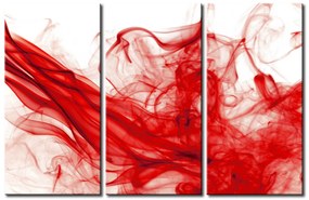 Obraz Abstrakce (3-dílný) - červený kouř s fantazií na bílém pozadí