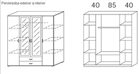 Šatní skříň Twin, dub sonoma