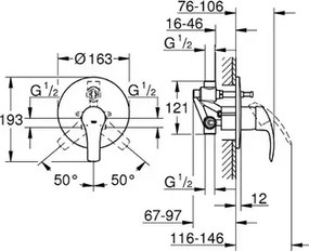 Grohe Eurosmart - Vanová baterie pod omítku s tělesem chrom