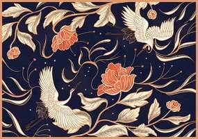 INTERDRUK Puzzle Secret Garden: Jeřábi a květiny / 500 dílků / 47 x 33