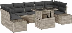 Set pohovek 8 ks Světle šedá polyratan 3349138
