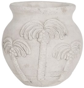 Šedý cementový květináč Palmy - Ø 15*14 cm