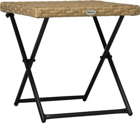 Outsunny boční stolek skládací polyratanový zahradní stolek 40x40x40cm přírodní kovový konferenční stolek balkonový stolek skládací stolek na terasu …