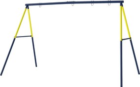 AIYAPLAY dětský A-rám na houpačky, ocelový pro 2 houpačky, nosnost 150 kg, vhodné pro sedátka, hnízdo a šplhací lano, zahrada/balkon — 260 x 160 x 178