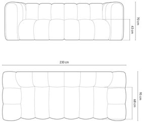 MUZZA Třímístná pohovka pauline 230 cm samet šedá