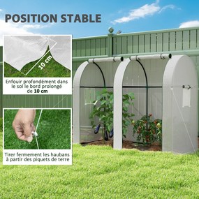 Zahradní skleník Outsunny 1,8 m² pro rajčata, rozměry 1,85D x 0,9Š x 1,5V m, 2 posuvné zipové dveře, 4 rolovací okna, ocel, PE, vysoká hustota 135 g/…