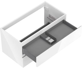 Mexen Orio, koupelnová skříňka 90 cm, 2 zásuvky, bílá lesklá, 91A10-09047-2-BFF00