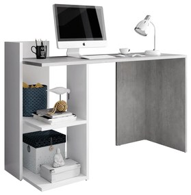 PC stůl, beton/bílý mat, ANDREO