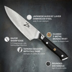 Alpha-Royal Japanese Series, 6" nůž šéfkuchaře, damašková ocel