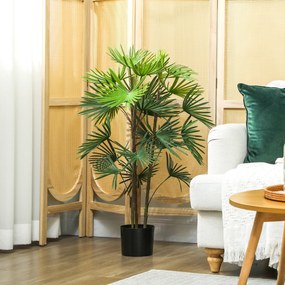 HOMCOM Umělá palma 90 cm se 24 zelenými plastovými listy a květináčem Ø16,5x13,5 cm