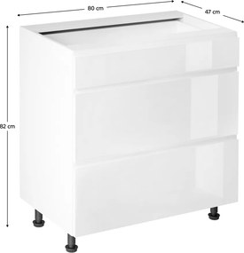 Spodní skříňka, bílá/bílá extra vysoký lesk HG, AURORA D80S3