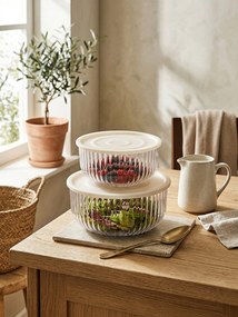 Sinsay - Žebrované nádoby na potraviny s průhlednými víčky 2 pack - clear