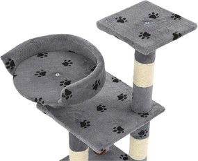 Škrabadlo pro kočky se sisalovými sloupky 65 cm šedé s tlapkami 170608