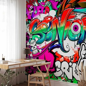 Fototapeta Městské umění - barevný mural s uměleckými nápisy ve stylu graffiti