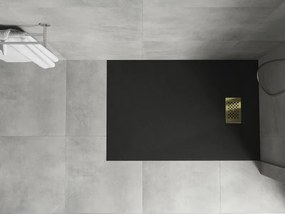 Mexen Hugo, obdélníková sprchová vanička SMC 120 x 80 cm, černá, zlatá krytka, 42708012-G