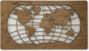 Li-Go "Mapa světa rovnoběžky" světelný obraz s baterií 110x60 cm varianta ovládání: manuál/pohybové čidlo, provedení povrchu: dub světlý