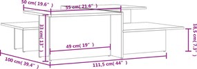 vidaXL Konferenční stolky 2 ks 111,5 x 50 x 33 cm dřevotříska [805578] Barva: šedá sonoma