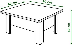 Mazzoni OSLO bílé barvy, rozkládací, zvedací konferenční stůl, stolek