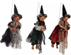 Létající čarodějnice Befana v červeném provedení 35 cm