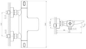 Sapho, MIXONA nástěnná vanová termostatická baterie, chrom, MG410