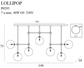 Maxlight P0295 Stropní svítidlo LOLLIPOP zlaté + čiré sklo