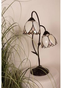 Stolní lampa Tiffany Annabel béžovo hnědá ve tvaru květin – 33x61 cm