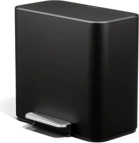 Matně černý ocelový odpadkový koš na tříděný odpad/nášlapný 15 l Dual Mini – simplehuman